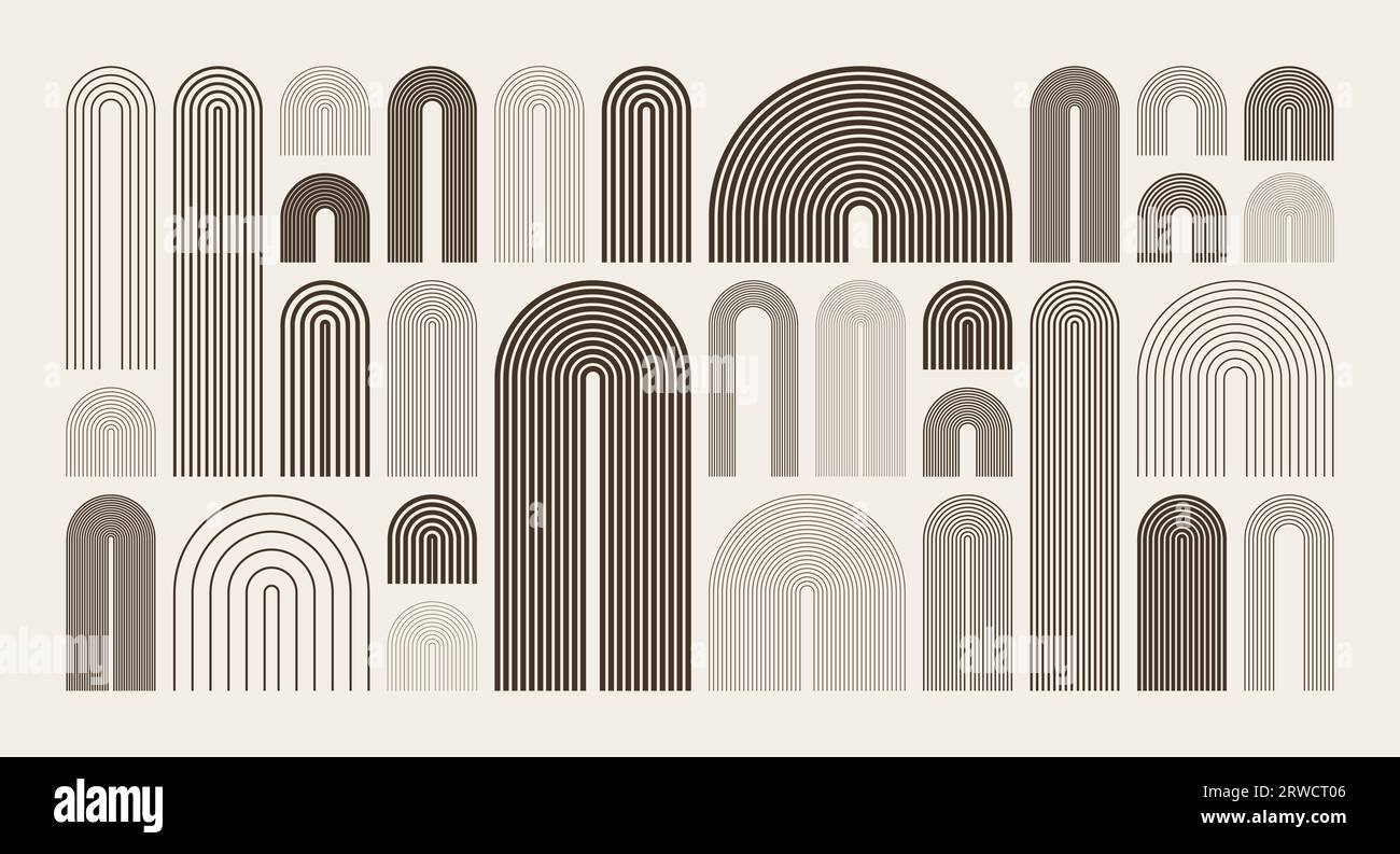 Mid century arch elements, modern geometric shapes. Contemporary design ...