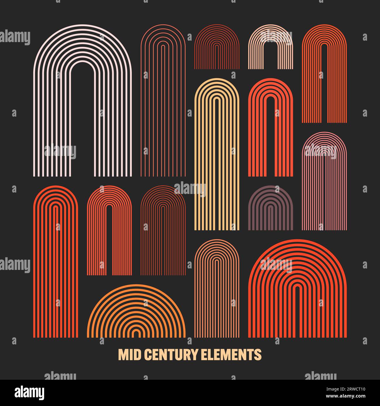Mid century arch elements, modern geometric shapes. Contemporary design ...