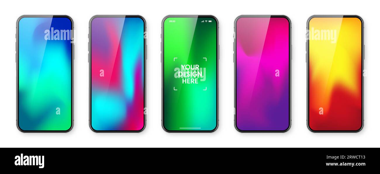 Smartphone with touch screen and abstract colorful background ...