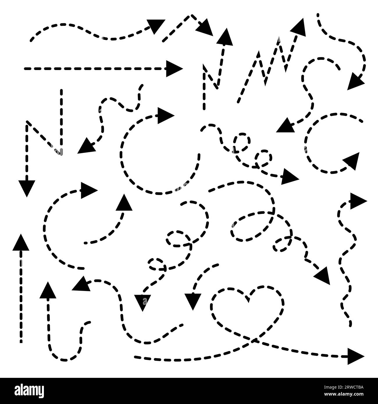 Broken arrows set line art vector illustration. Objects isolated on ...