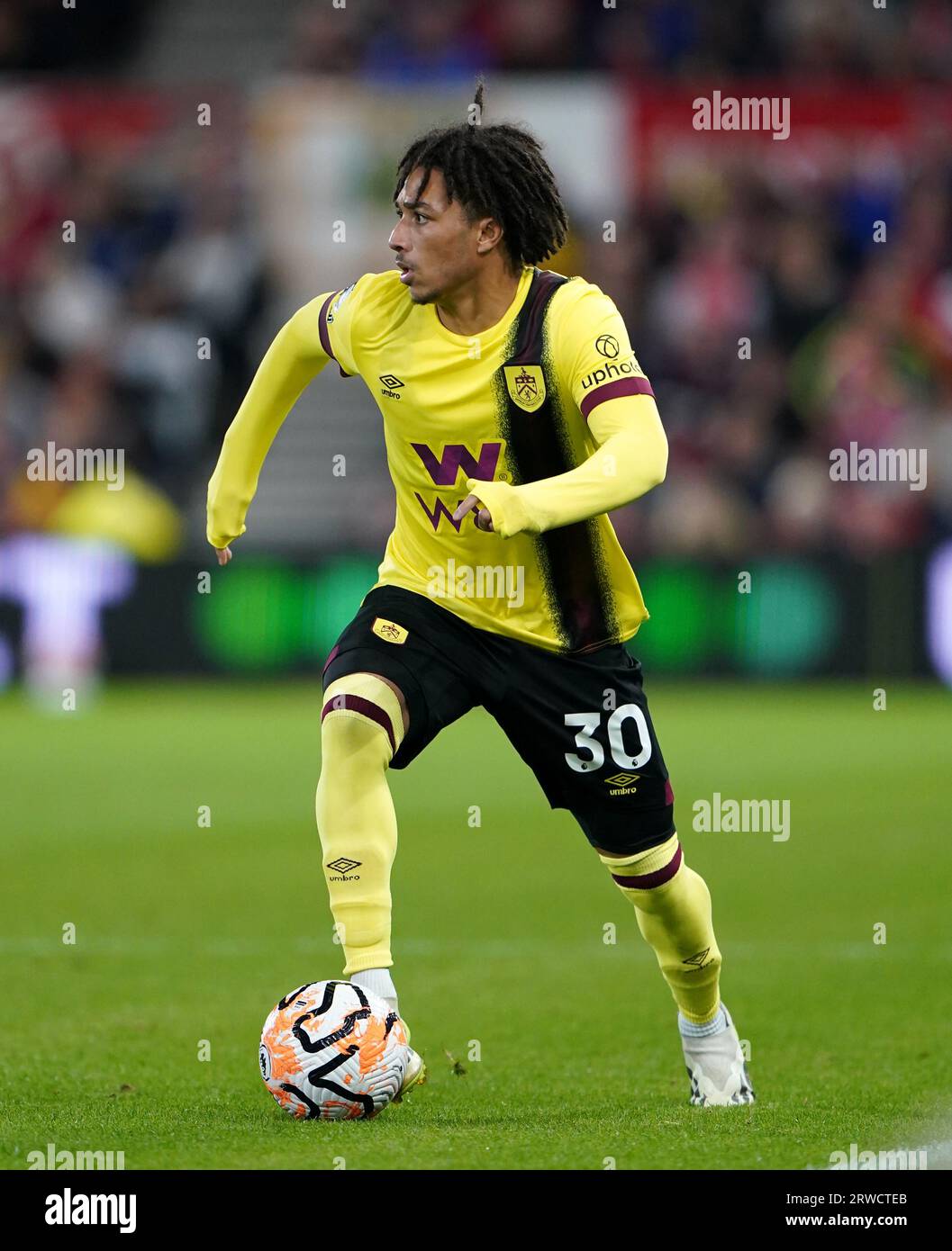 Burnley's Luca Koleosho during the Premier League match at City Ground ...