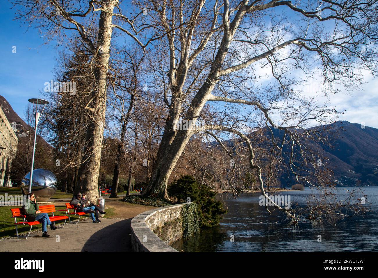 Lugano Switzerland, 21 January 2023: The Parco Civico Ciani public ...