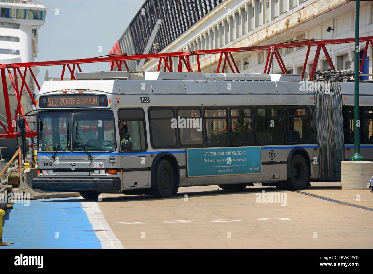 MBTA Bus Silver Line Route 2 Trolley bus in Seaport District ...