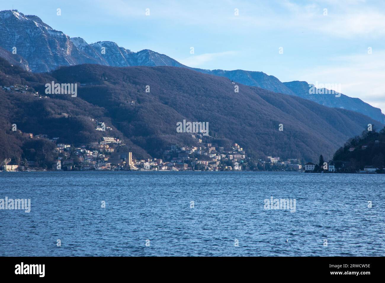Lugano Switzerland, 21 January 2023: View of the city of Lugano, Ticino ...