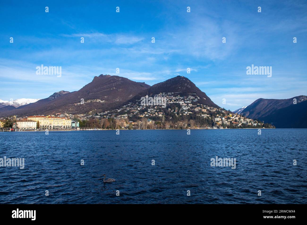 Lugano Switzerland, 21 January 2023: View of the city of Lugano, Ticino ...