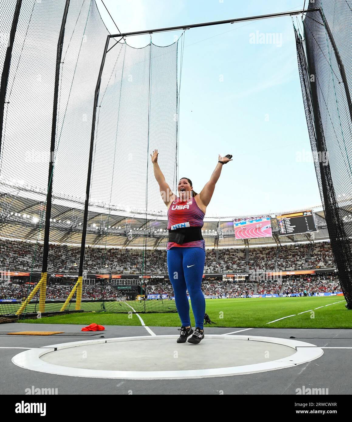 DeAnna Price of the USA competing in the women hammer group B on day ...
