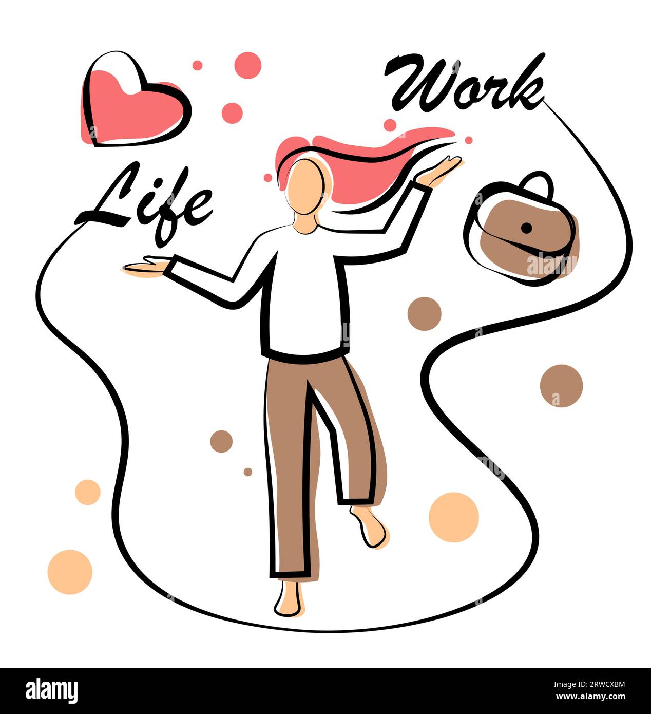 Work life balance cartoon woman Stock Vector Images - Alamy