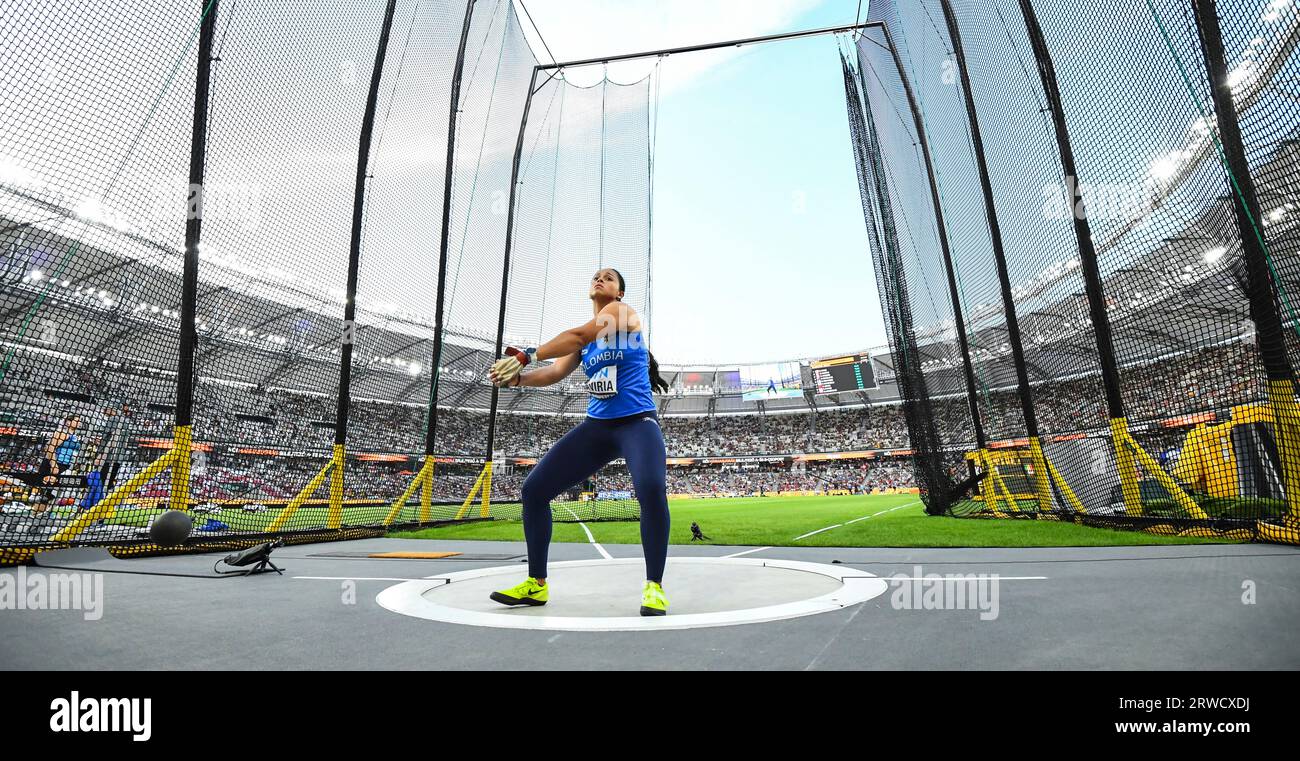 Mayra Alexandra Gaviria of Columbia competing in the women hammer group ...