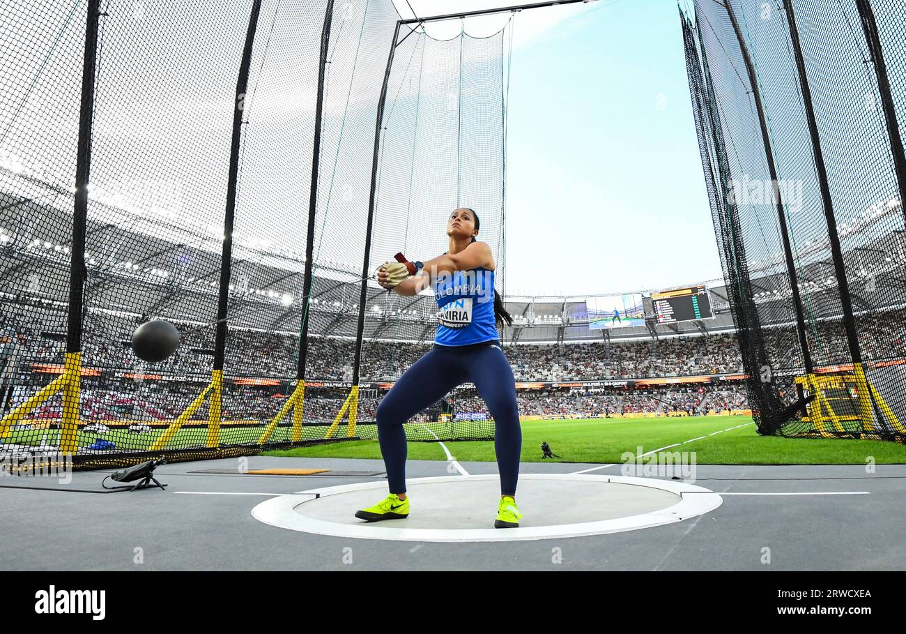 Mayra Alexandra Gaviria of Columbia competing in the women hammer group ...