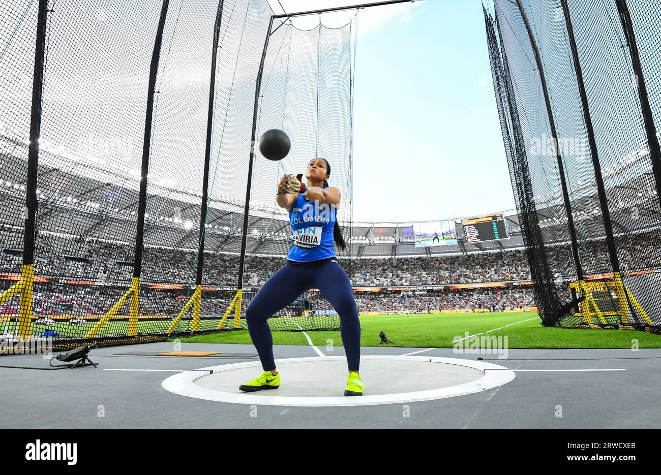Mayra Alexandra Gaviria of Columbia competing in the women hammer group ...