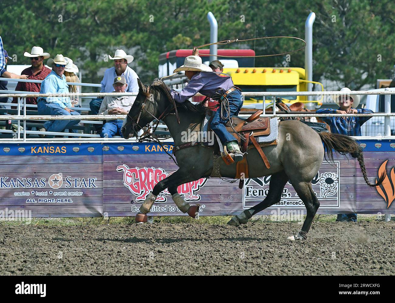 EMPORIA, KANSAS - SEPTEMBER 17, 2023 During the team ribbon roping ...