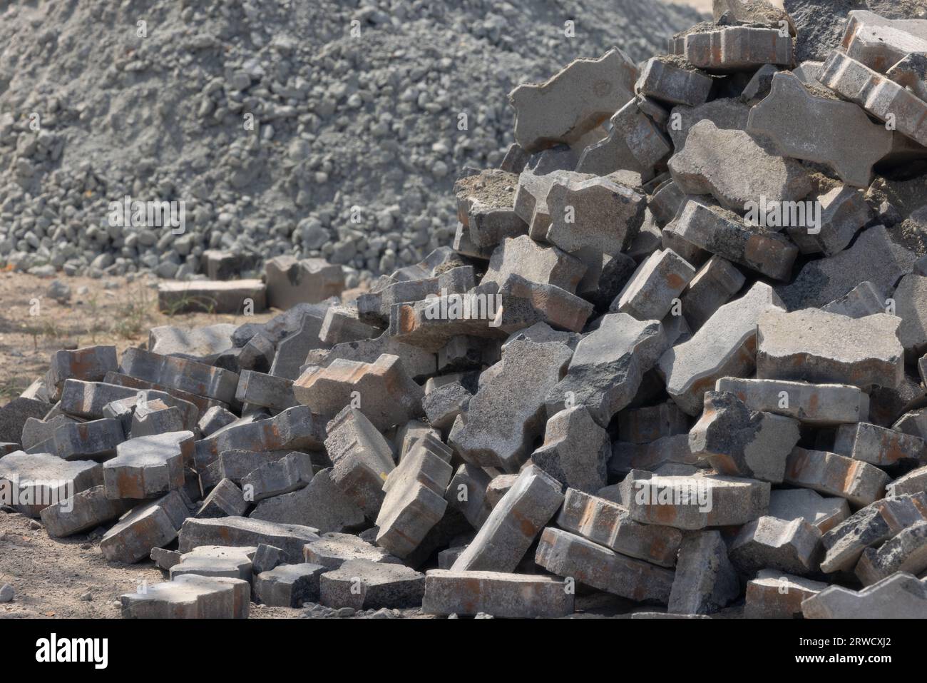 Bricks for pavement building construction grey color Stock Photo - Alamy