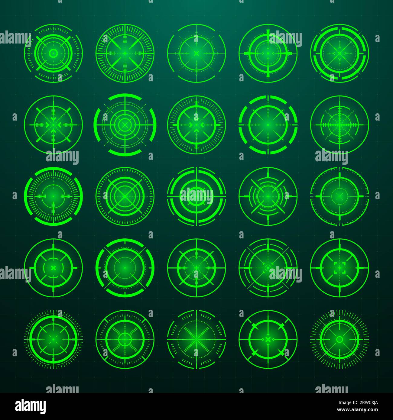 Crosshair, gun sight vector icons. Bullseye, black target or aim symbol ...