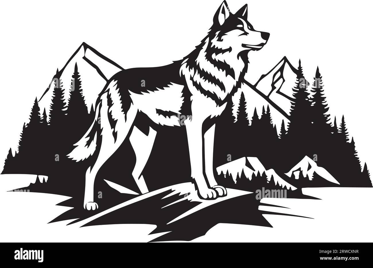 Pretty and lovely wolf mountain vector art Stock Vector Image & Art - Alamy