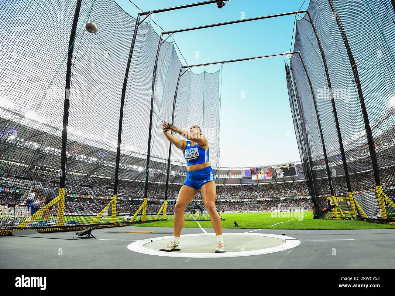 Stamatia Scarvelis of Greece competing in the women hammer group B on ...