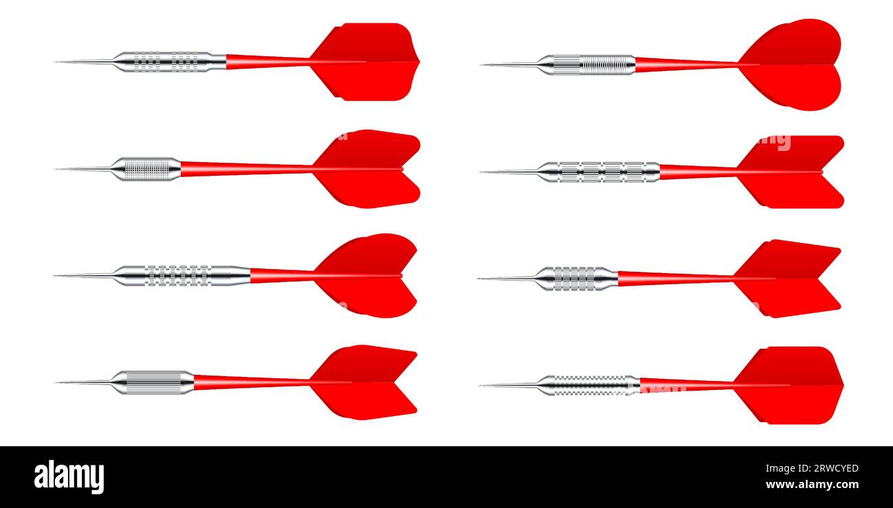 Red dart arrows with metal tip isolated on white background. Dart ...