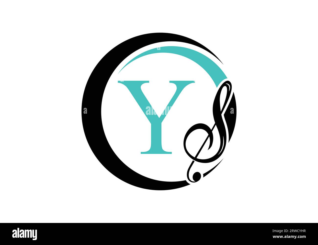 Initial Letter Y with a musical note Logo. Musical sign symbol. Font ...