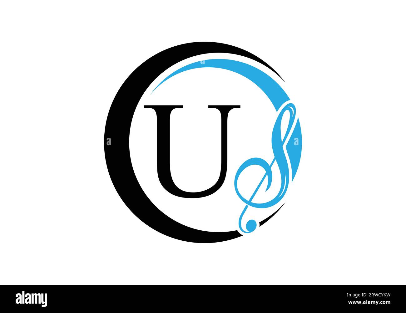 Initial Letter U with a musical note Logo. Musical sign symbol. Font ...