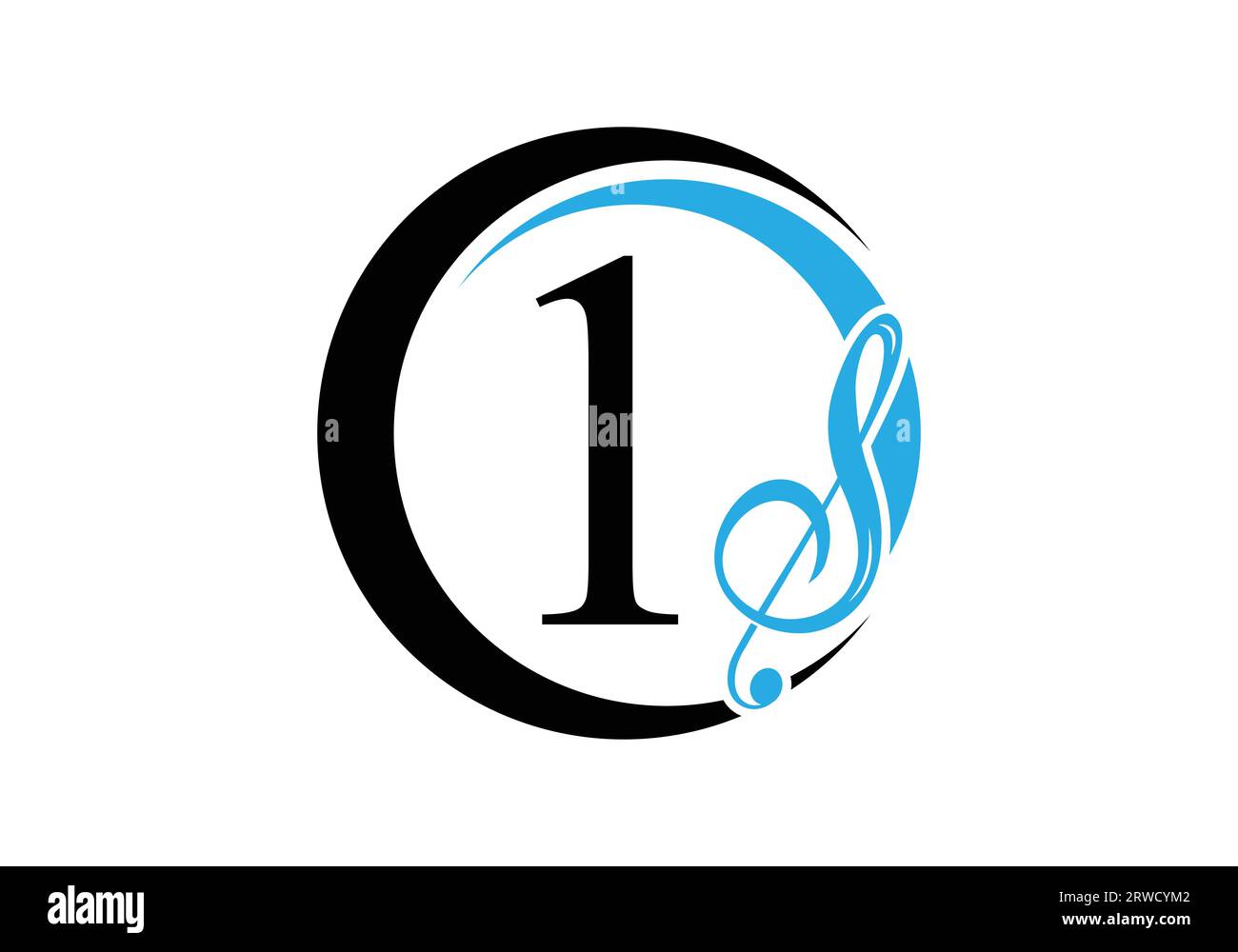 Initial Letter 1 with a musical note Logo. Musical sign symbol. Font ...