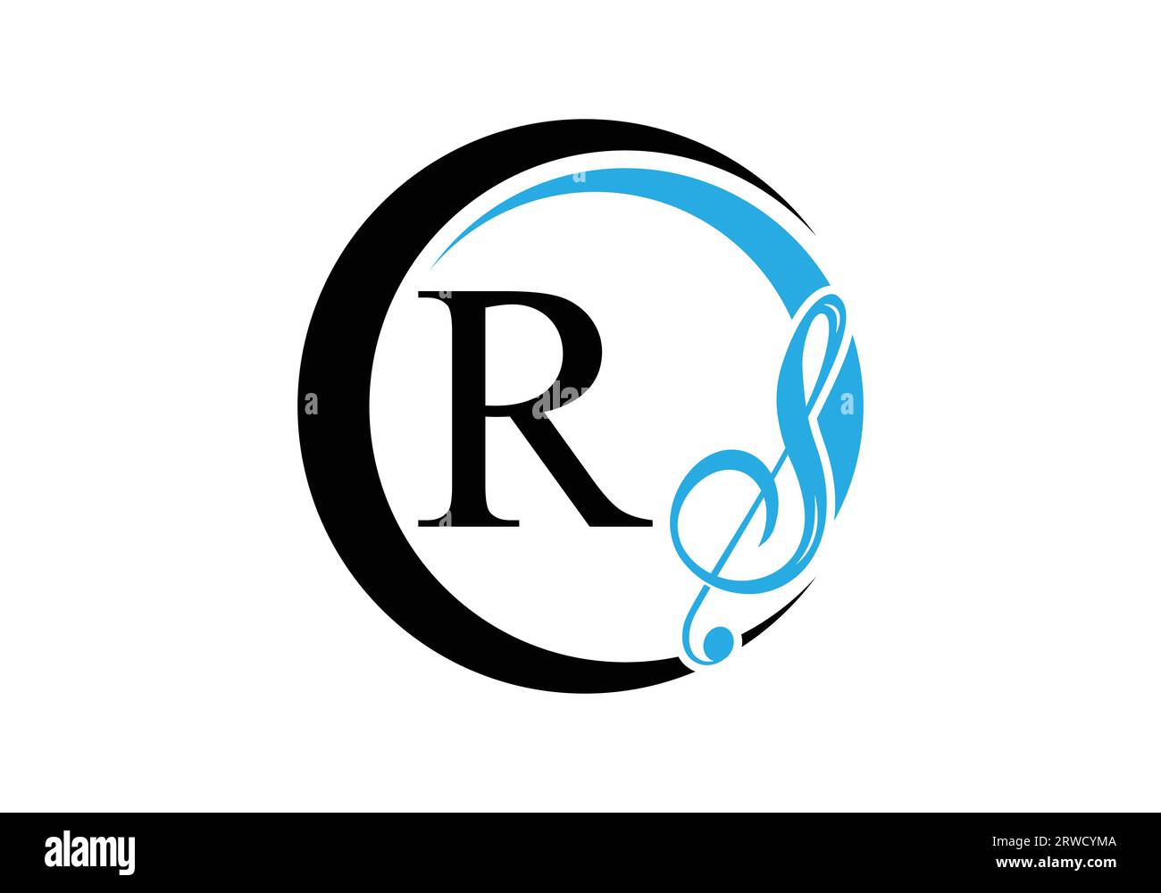 Initial Letter R with a musical note Logo. Musical sign symbol. Font ...