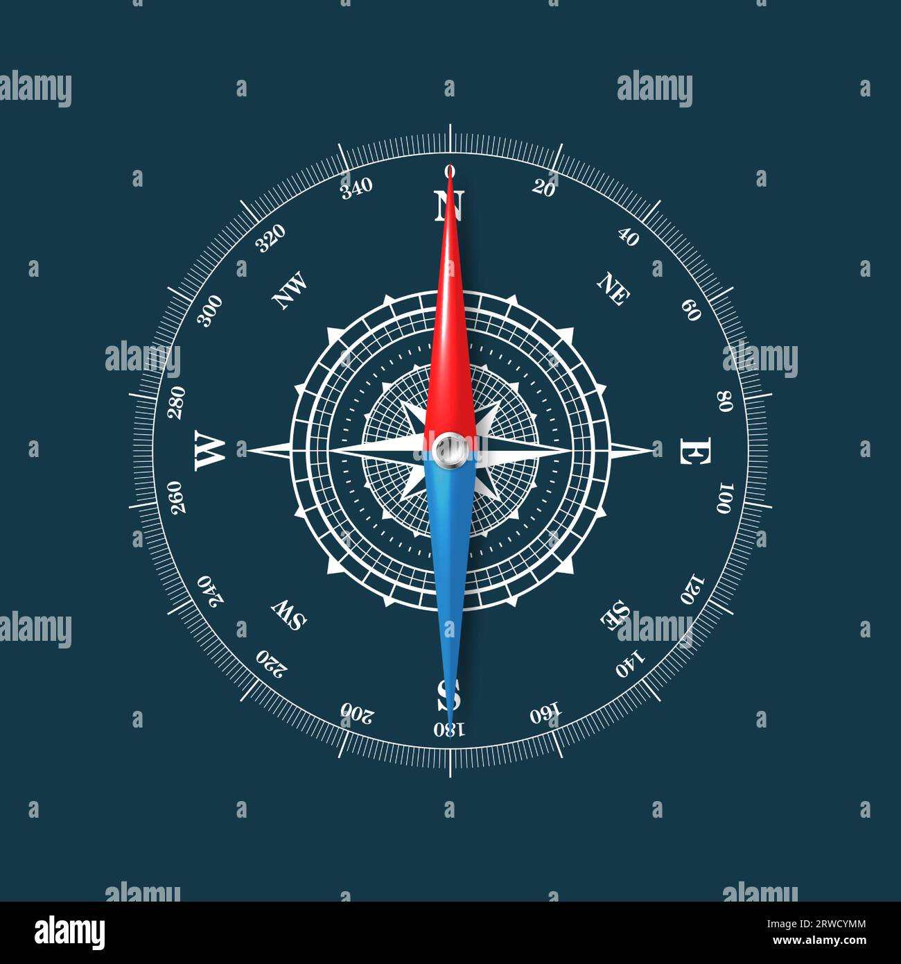 Marine compass, nautical wind rose with cardinal directions of North ...