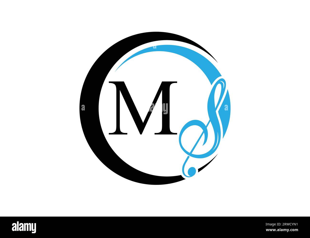 Initial Letter M with a musical note Logo. Musical sign symbol. Font ...