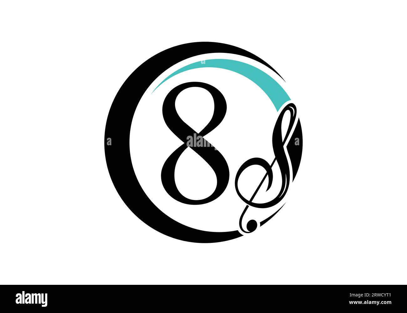Initial Letter 8 with a musical note Logo. Musical sign symbol. Font ...