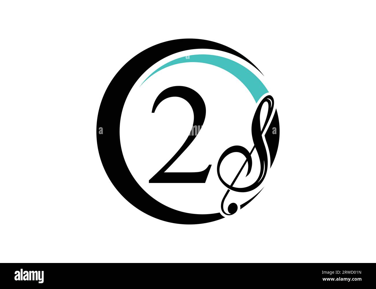 Initial Letter 2 with a musical note Logo. Musical sign symbol. Font ...