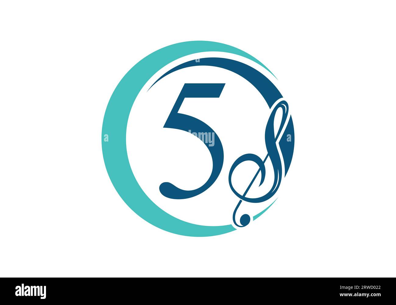Initial Letter 5 with a musical note Logo. Musical sign symbol. Font ...