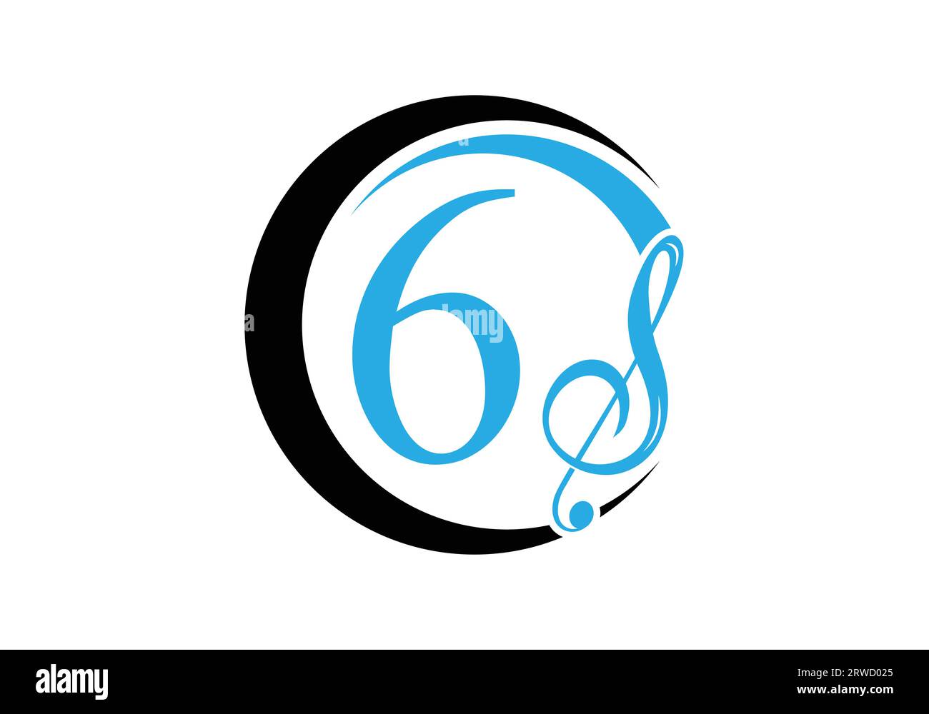 Initial Letter 6 with a musical note Logo. Musical sign symbol. Font ...