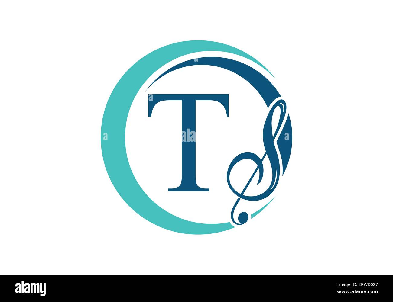 Initial Letter T with a musical note Logo. Musical sign symbol. Font ...