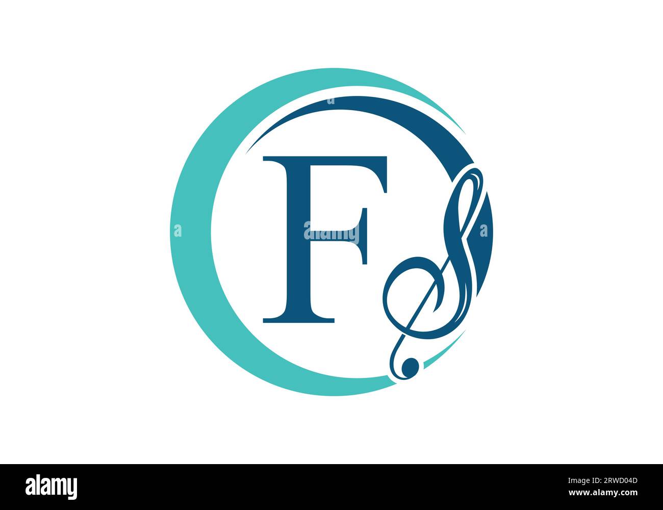 Initial Letter F with a musical note Logo. Musical sign symbol. Font ...