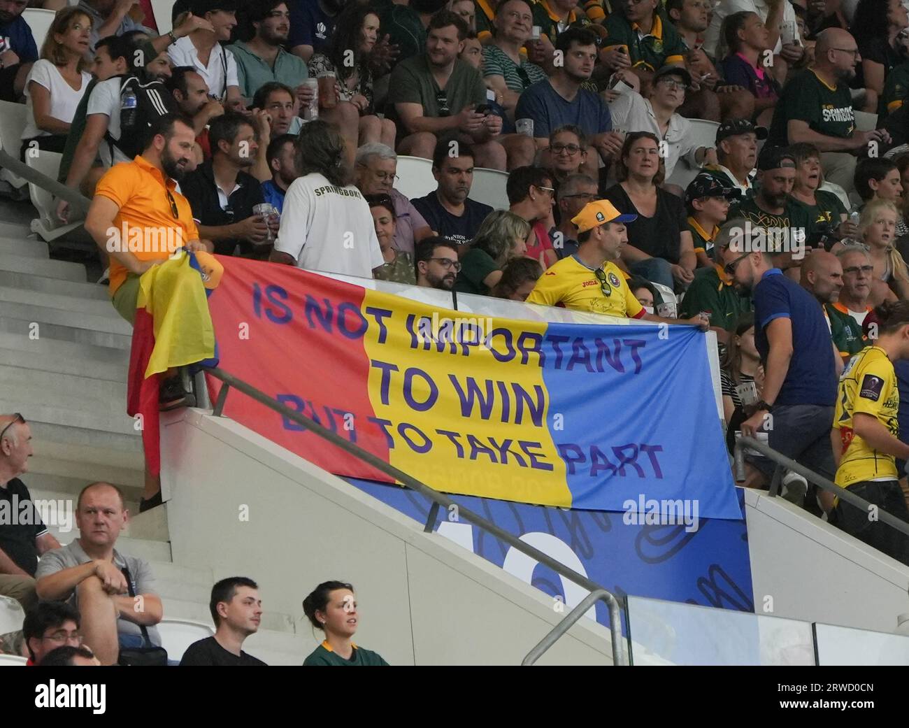 Supporters ROUMANIA during the World Cup 2023, Pool B rugby union match ...