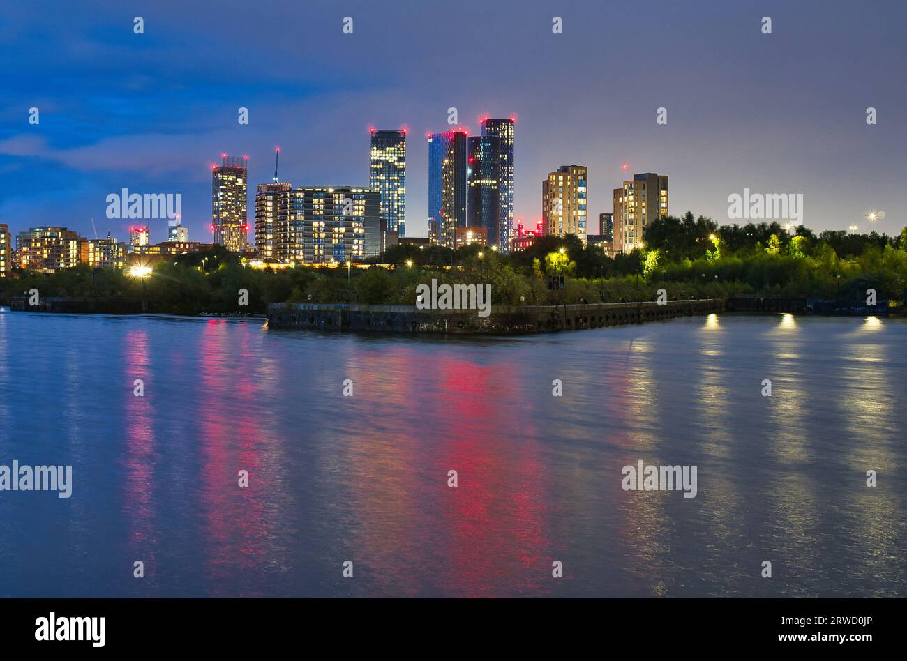 Manchester Skyline from river Irwell Stock Photo - Alamy