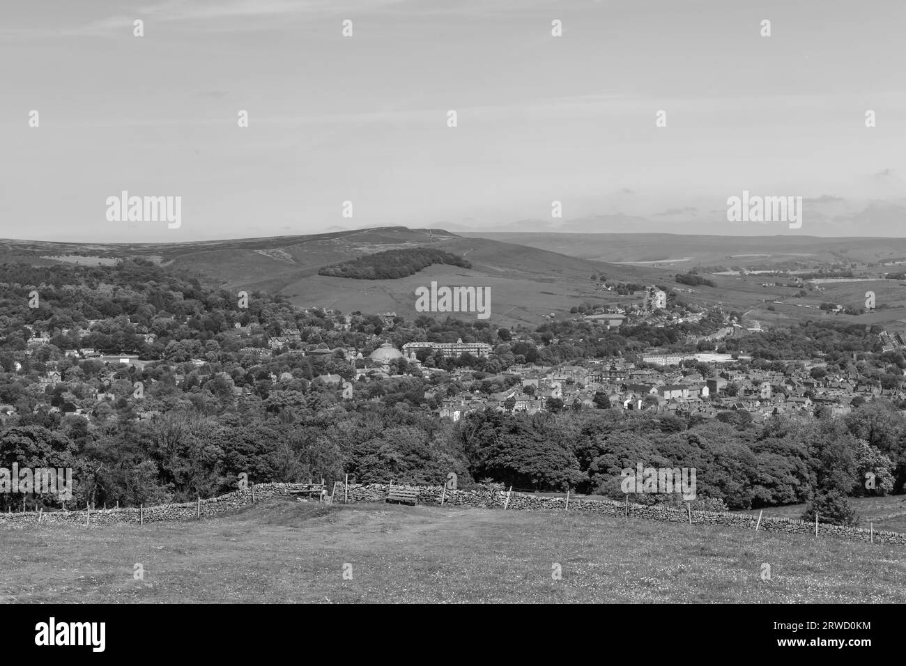 View from Buxton Country Park of Buxton town in the Peak District Stock ...