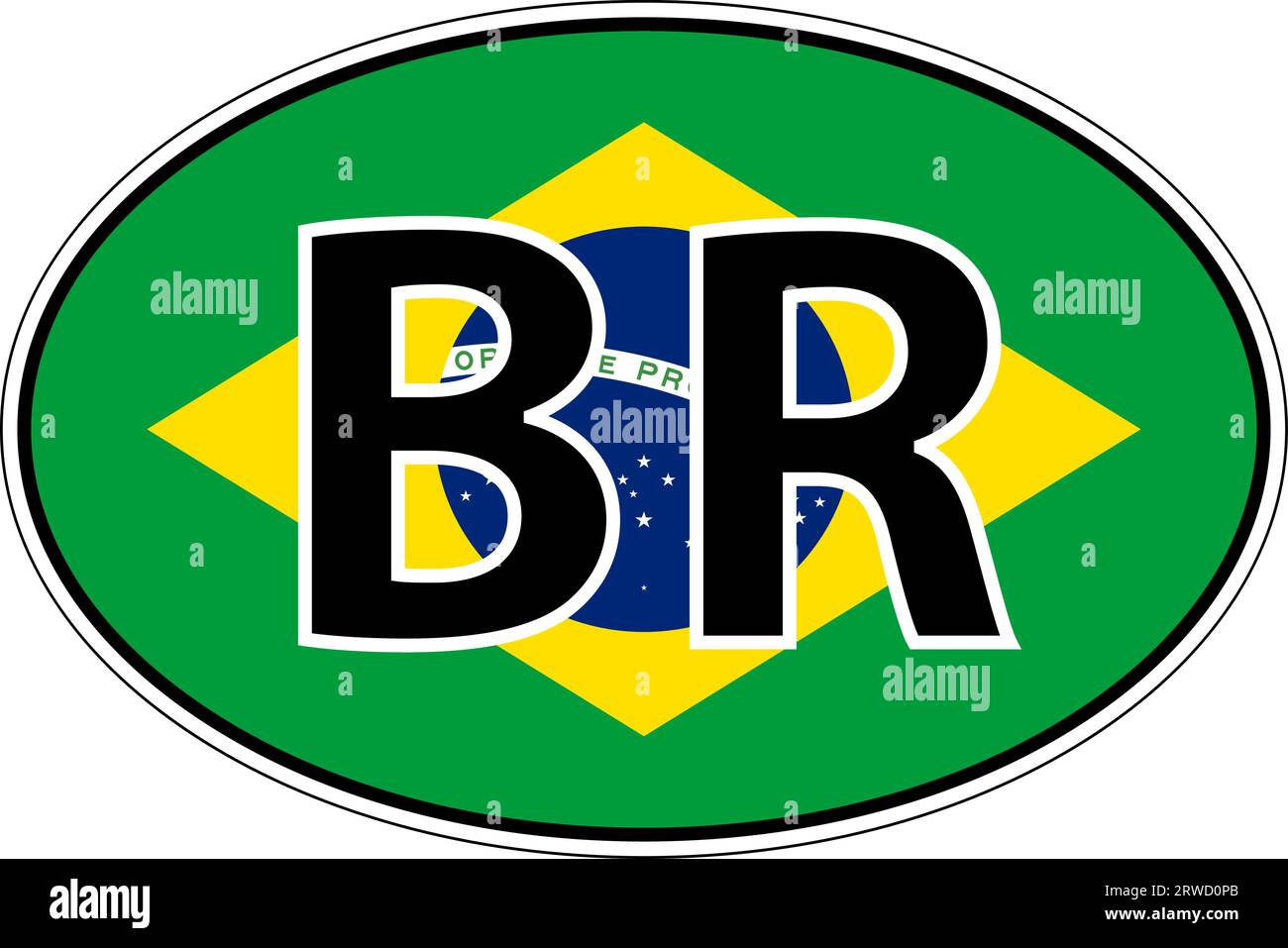 Oval sticker flag Brazil, vector ISO Code BR state Brazil Stock Vector ...