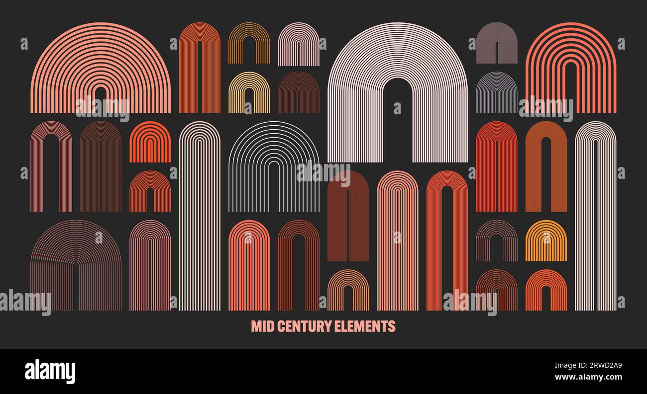 Mid century arch elements, modern geometric shapes. Contemporary design ...