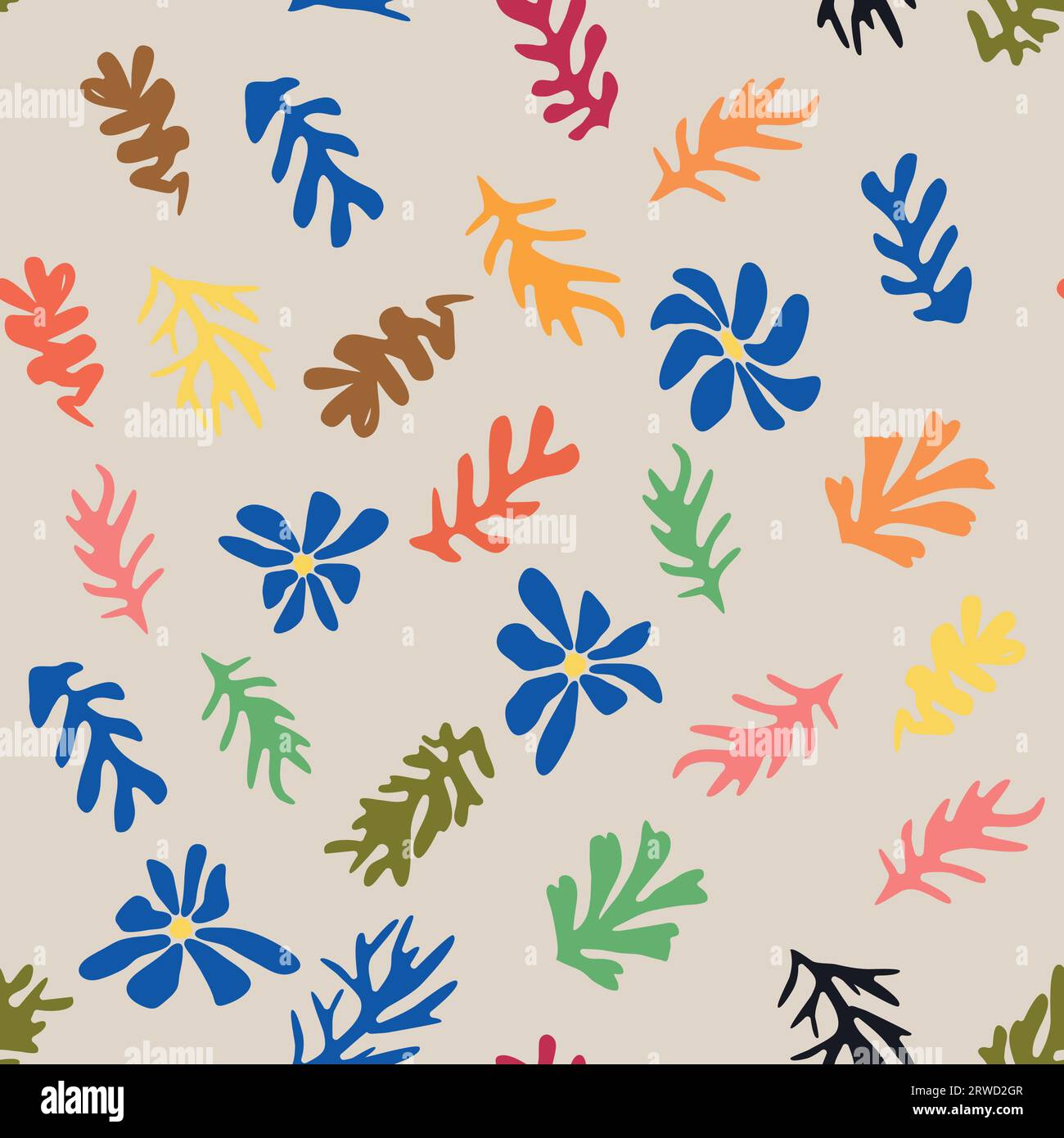 Matisse floral pattern, crooked leaves and flowers. Contemporary ...