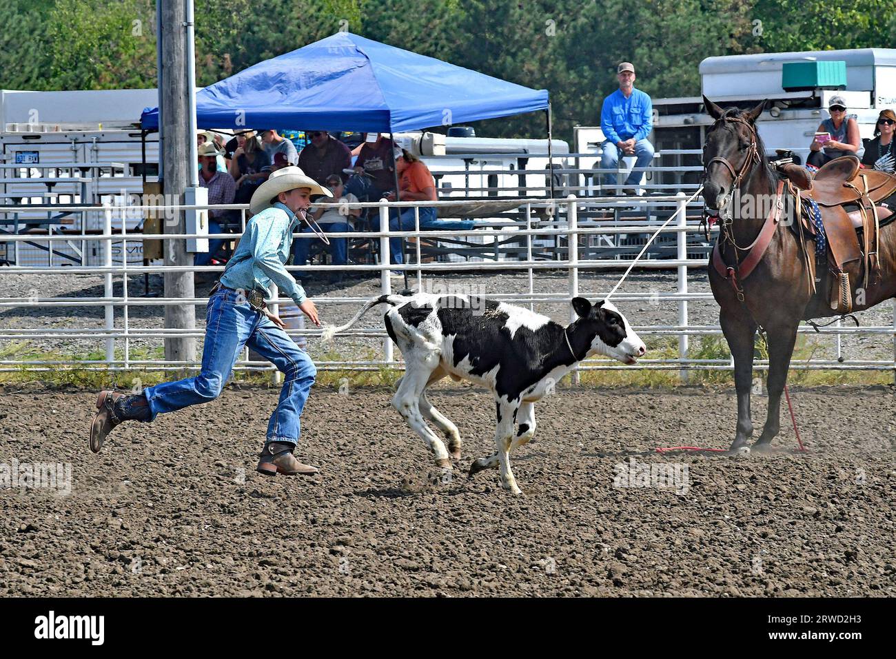 Emporia, KS, USA. 17th Sep, 2023. During the calf-roping event Kyler ...