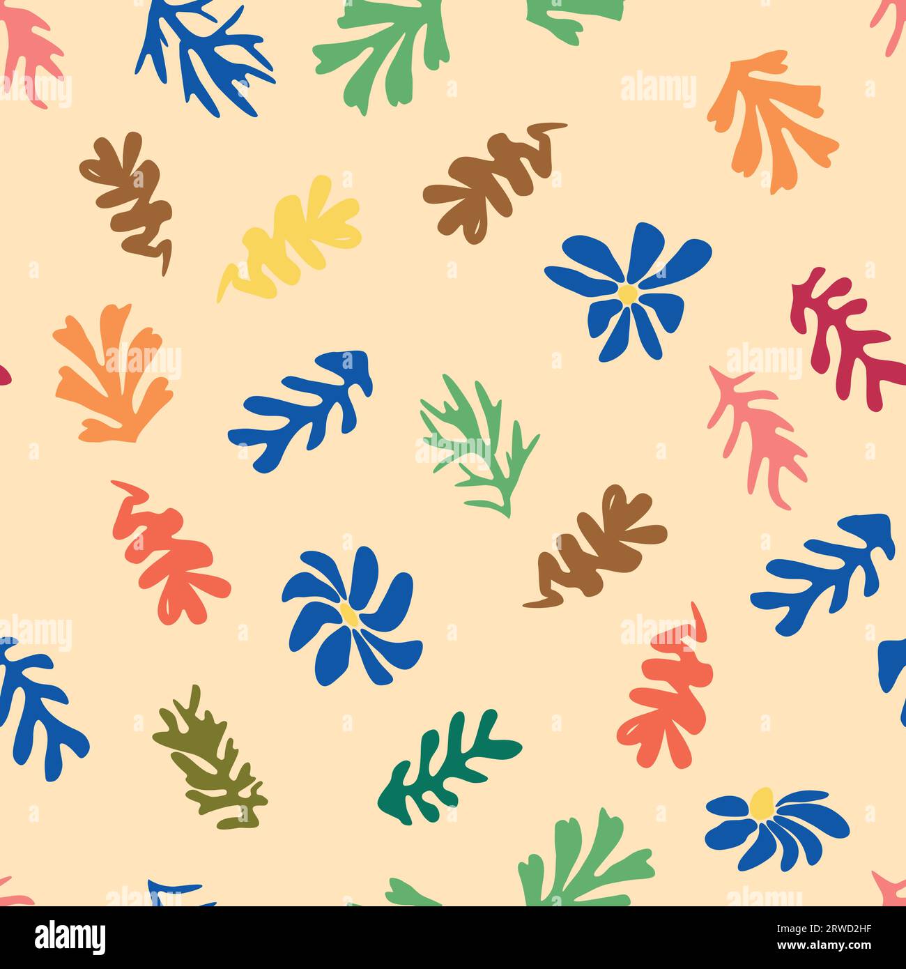 Matisse floral pattern, crooked leaves and flowers. Contemporary ...