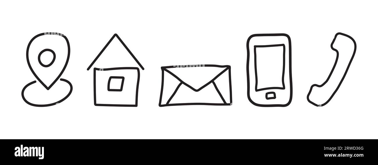 Contact icons hand drawn hi-res stock photography and images - Alamy