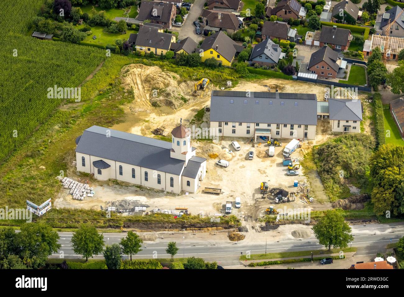 Aerial view, uftbild, St. Georg church and community center St. Georg ...
