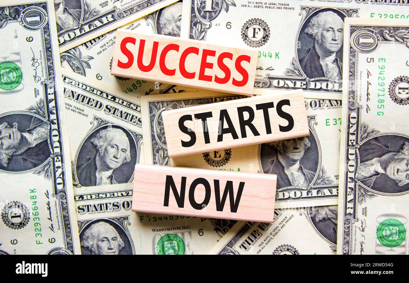 Success starts now symbol. Concept word Success starts now on beautiful ...