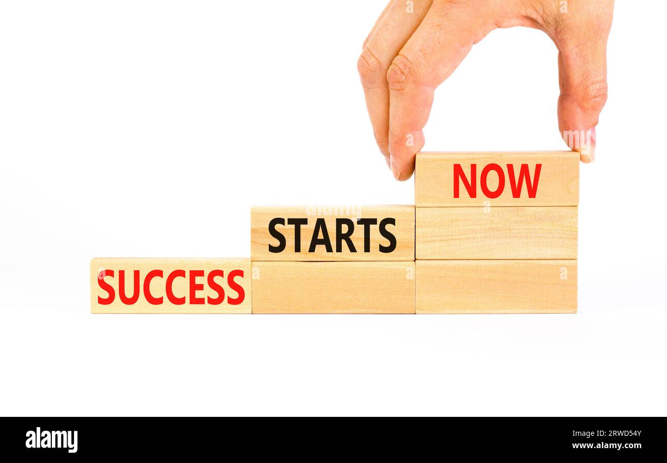 Success starts now symbol. Concept word Success starts now on beautiful ...