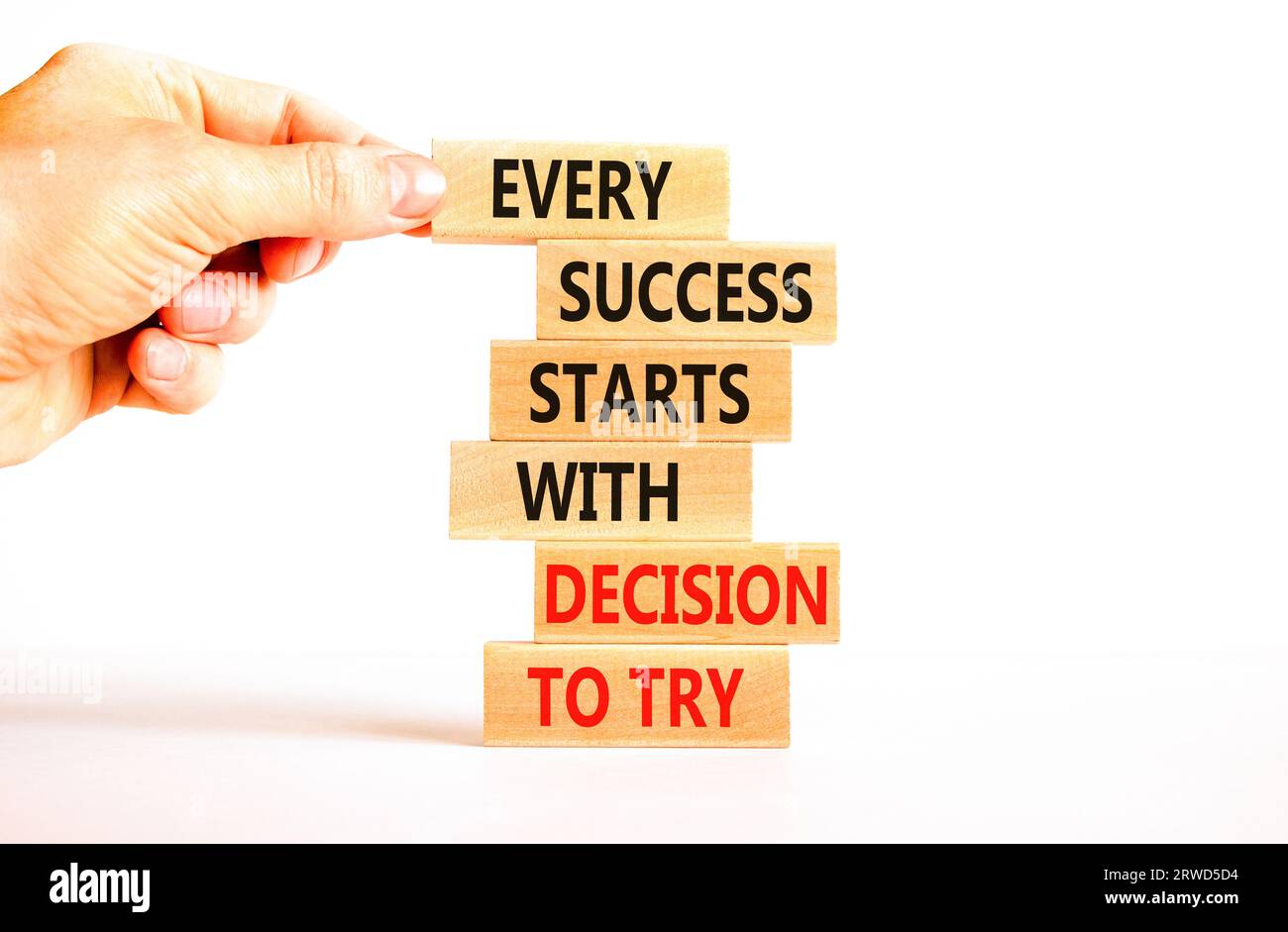 Success symbol. Concept words Every success starts with decision to try ...