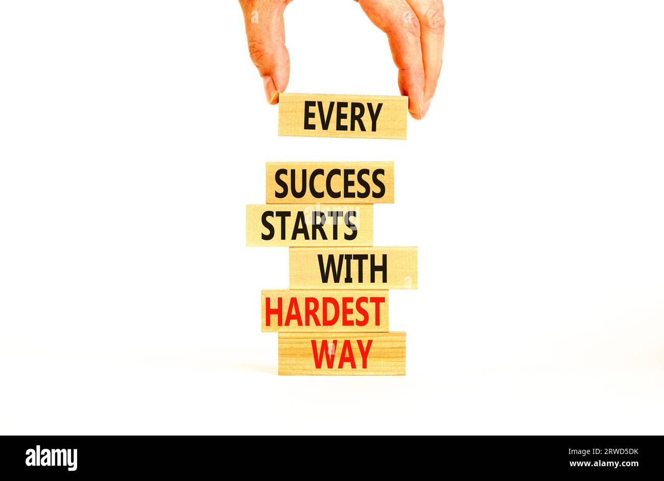 Success symbol. Concept words Every success starts with hardest way on ...