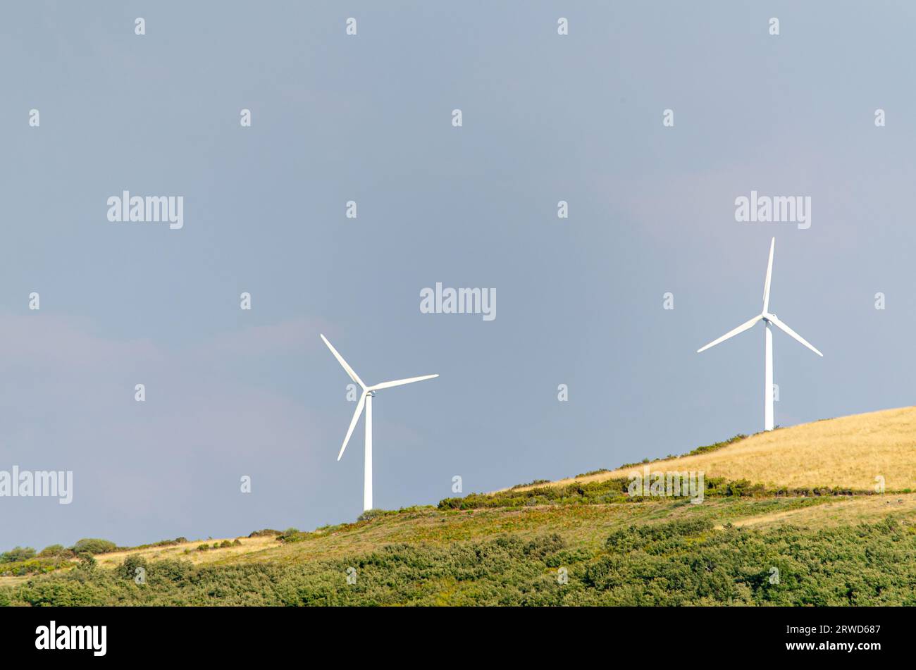 wind turbines of a mountain wind farm Stock Photo - Alamy