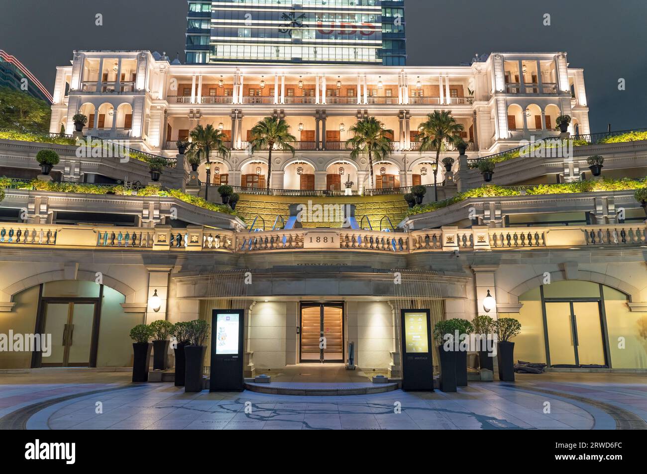 1881 Heritage luxury shopping plaza at night in Tsim Sha Tsui. Hong Kong - 31st August 2023 ...