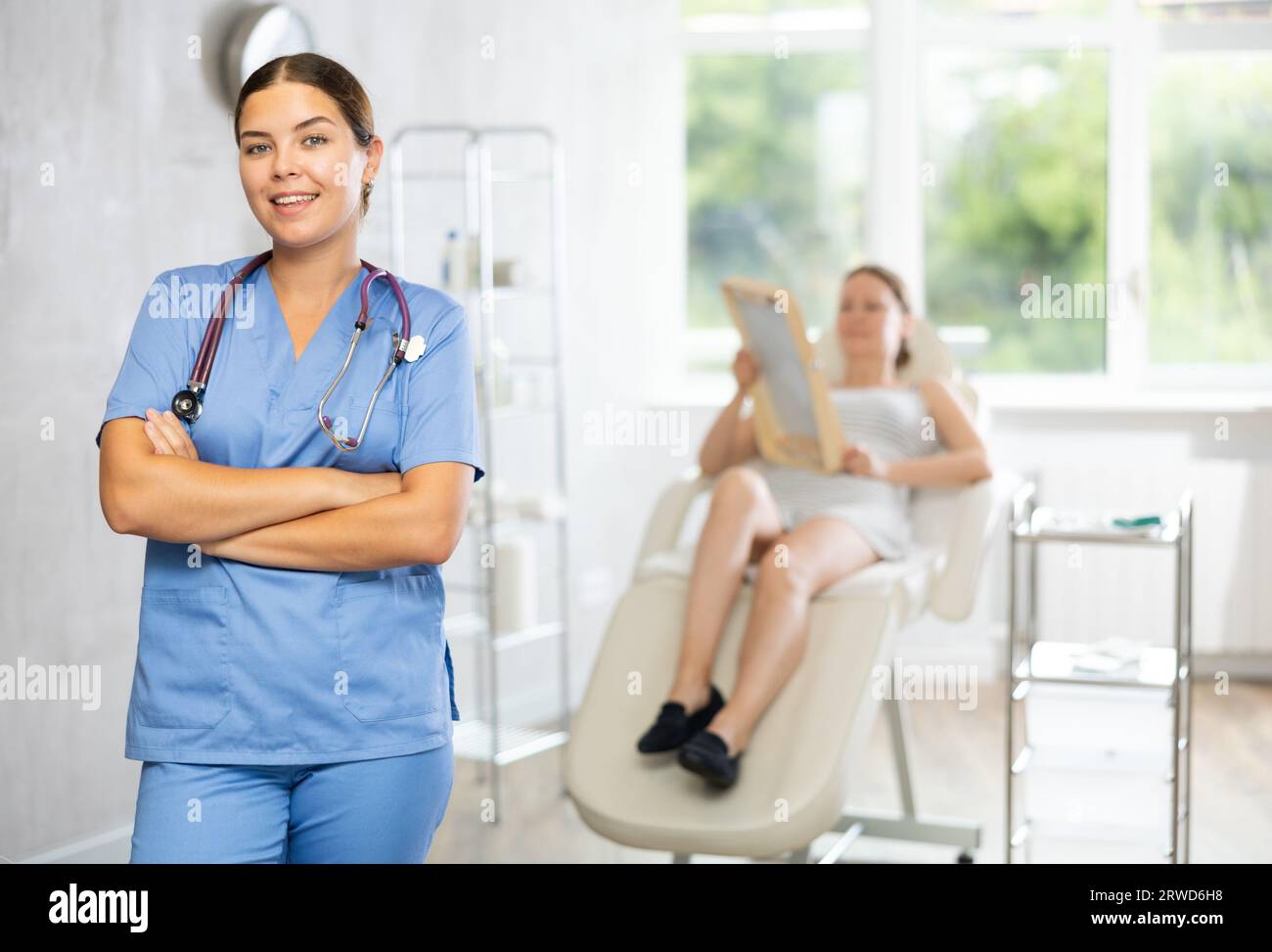 Doctor represents services provided in medical clinic Stock Photo - Alamy