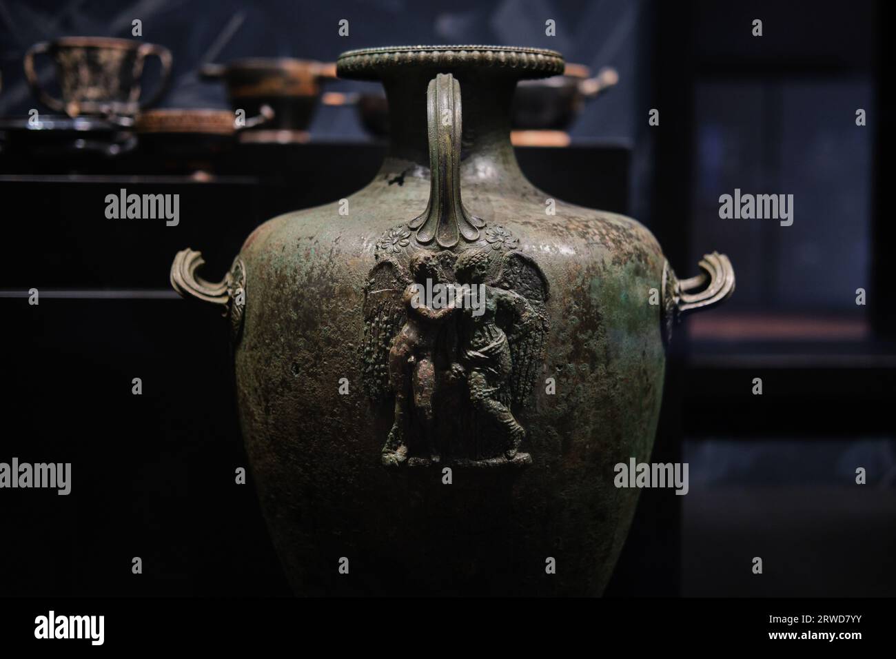 Istanbul, Turkey - September 16 2023: Greek bronze hydria vase in ...
